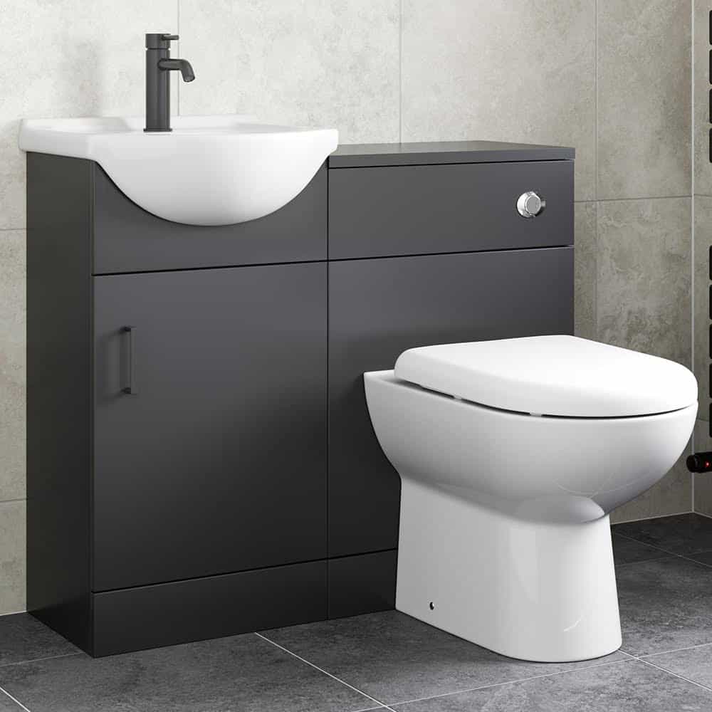 Alpine Black Toilet & Vanity Unit with Basin - 950mm