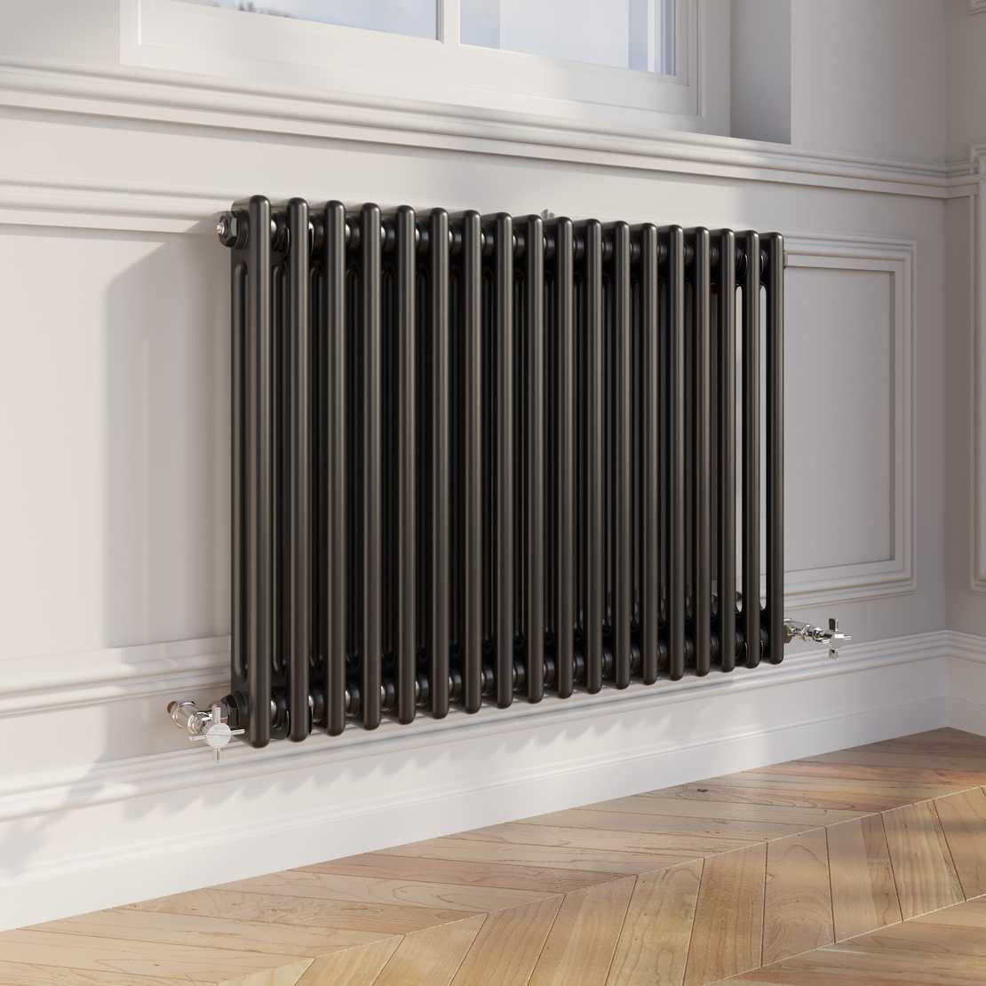 Park Lane Traditional Colosseum Double Bar Column Radiator Black - 600 ...
