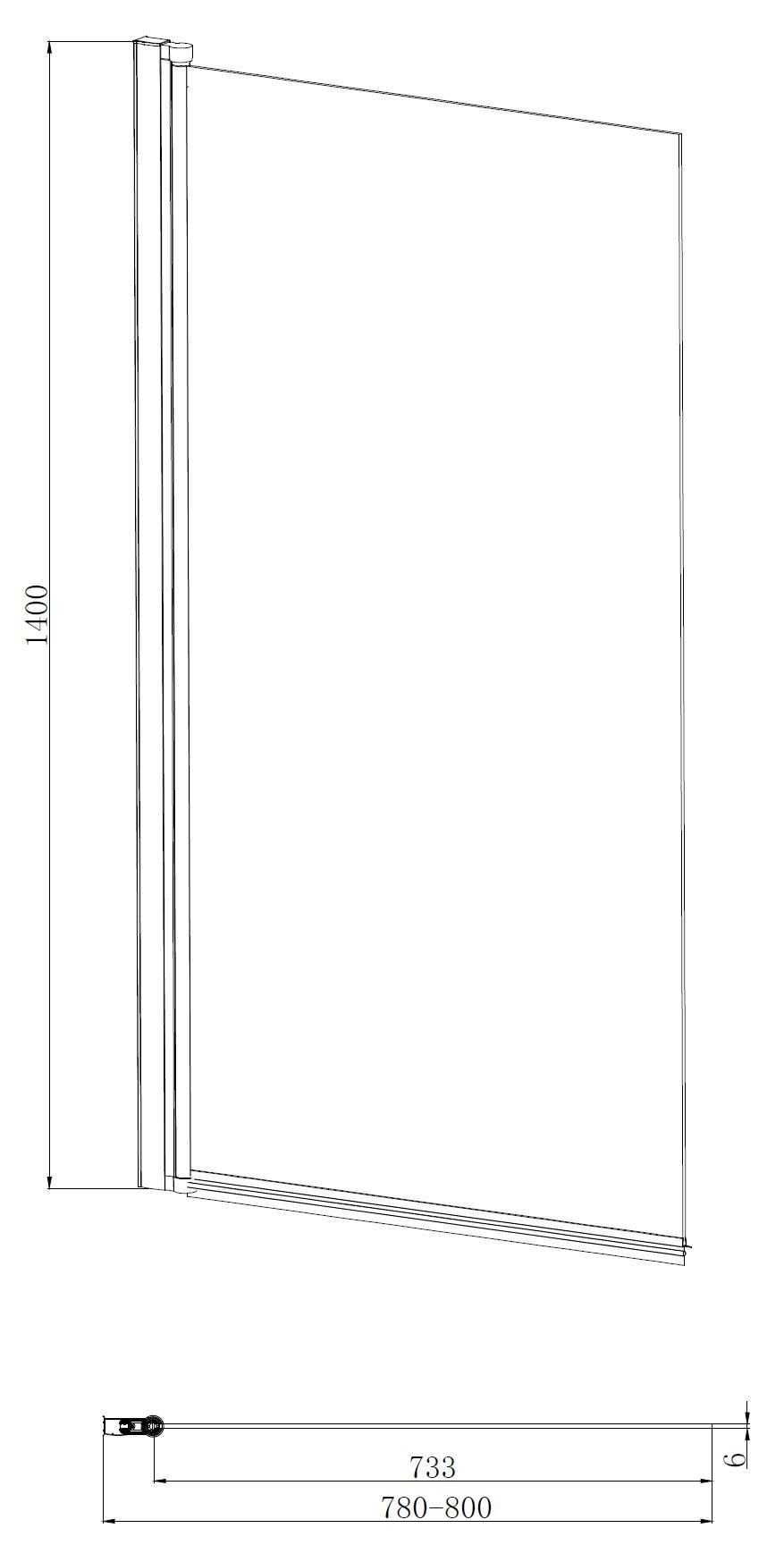 Luxura Square Grid Bath Shower Screen 800mm - 6mm Matt Black