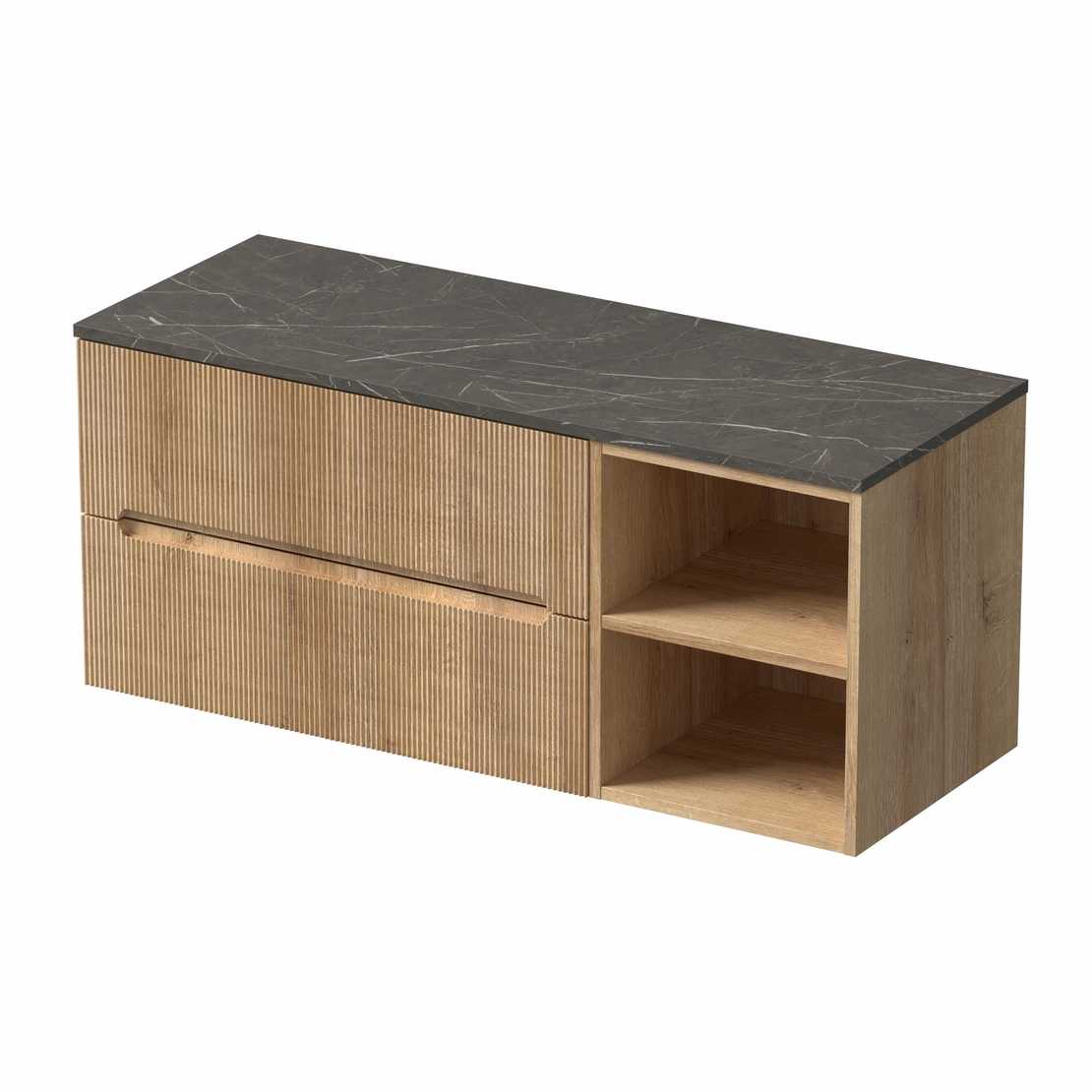 Vitusso Fluted Wood Wall Hung Bathroom Vanity Unit without Basin 1200mm ...