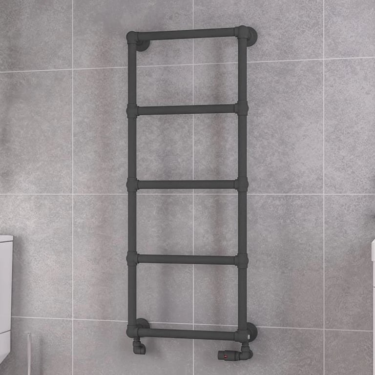 Eastlake Trad Flat Heated Towel Radiator 1195x500 Anthracite