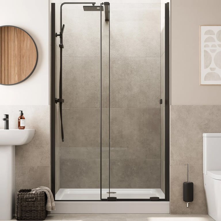 Diamond Frameless Sliding Shower Door 1200mm with Raised Non Slip Tray ...