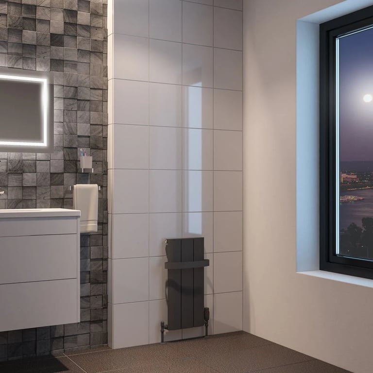 Solaro Peretti 600 x 280mm Aluminium Radiator Matt Anthracite