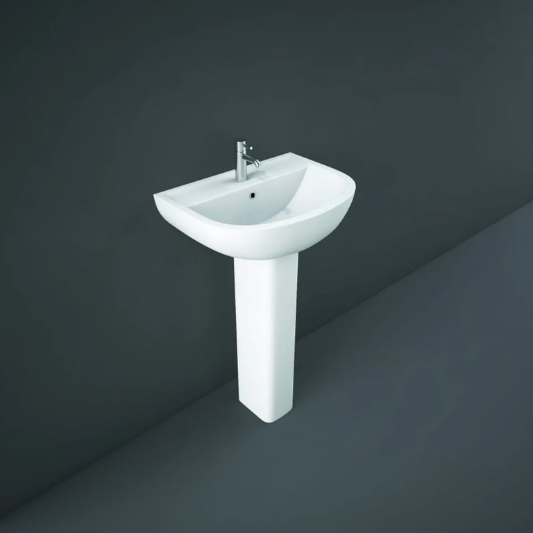 RAK Ceramics Compact Bathroom Pedestal Basin 2 Tap Hole – 545mm COM55BAS2