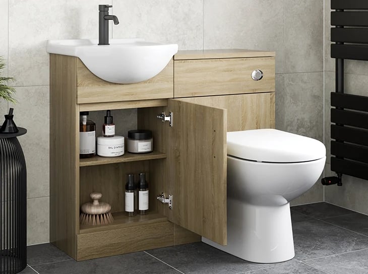 Three-in-One Vanity Units, Toilet Basin and Storage