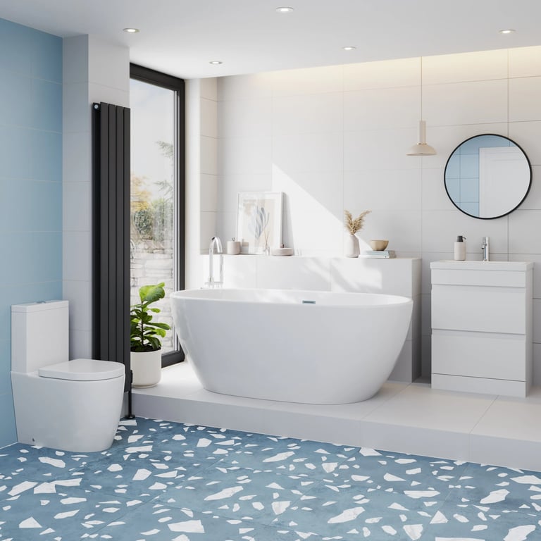 Affine Bordeaux Bathroom Suite with Montbel Freestanding Bath, Toilet & Vanity Unit 1500mm