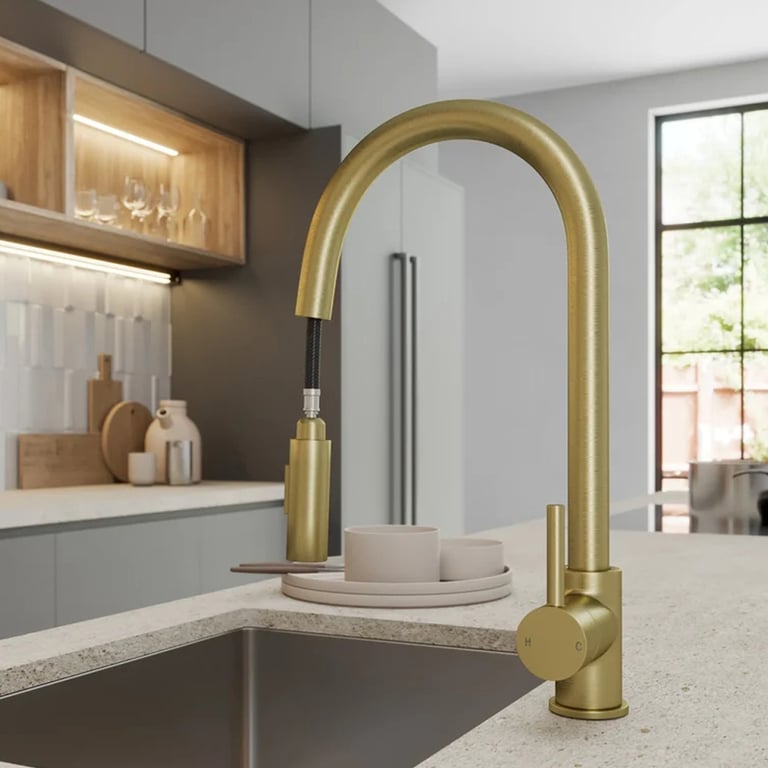 Brushed Brass Kitchen Tap Collection - Plumbworld