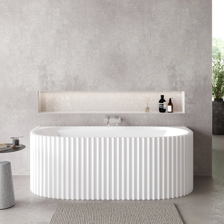 Sanctura Interval Fluted Back to Wall Freestanding Bath 1700 x 780mm
