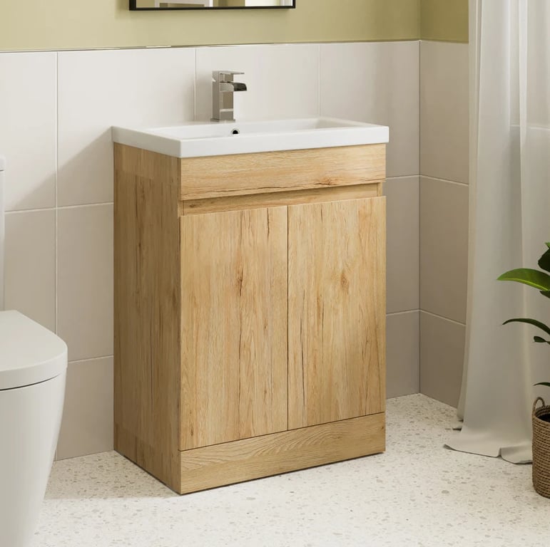 Artis Centro Oak Freestanding Bathroom Vanity Unit & Basin 600mm