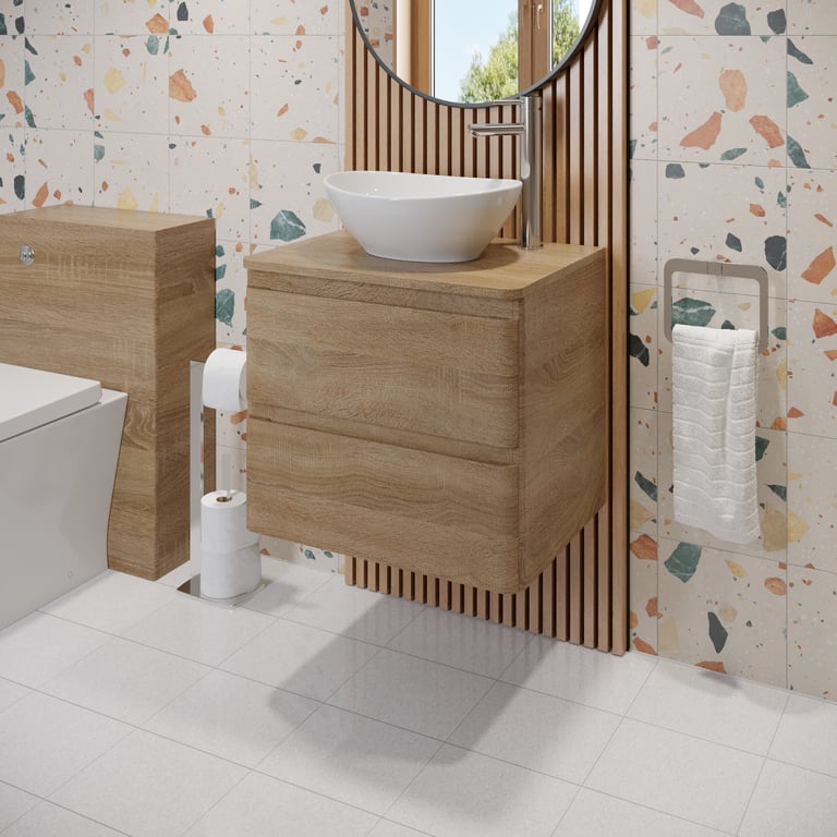 Regis Forma Wood WH Countertop Vanity & Roubaix White Basin 600mm
