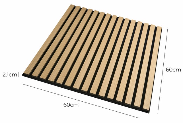 Fuse Natural Oak Wooden Slatted Acoustic Wall Panel 600 x 600mm