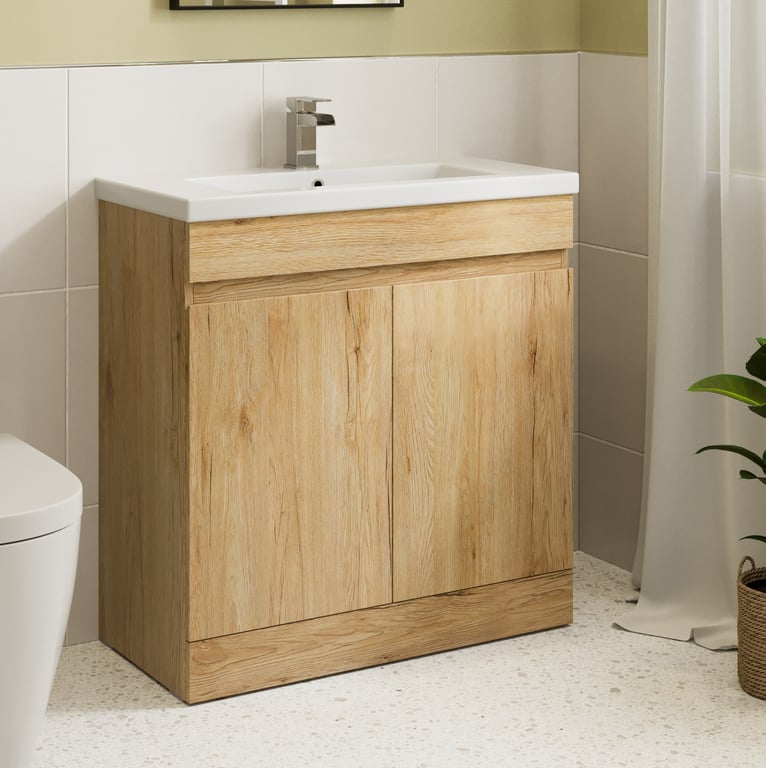 Artis Centro Oak Freestanding Bathroom Vanity Unit & Basin 800mm