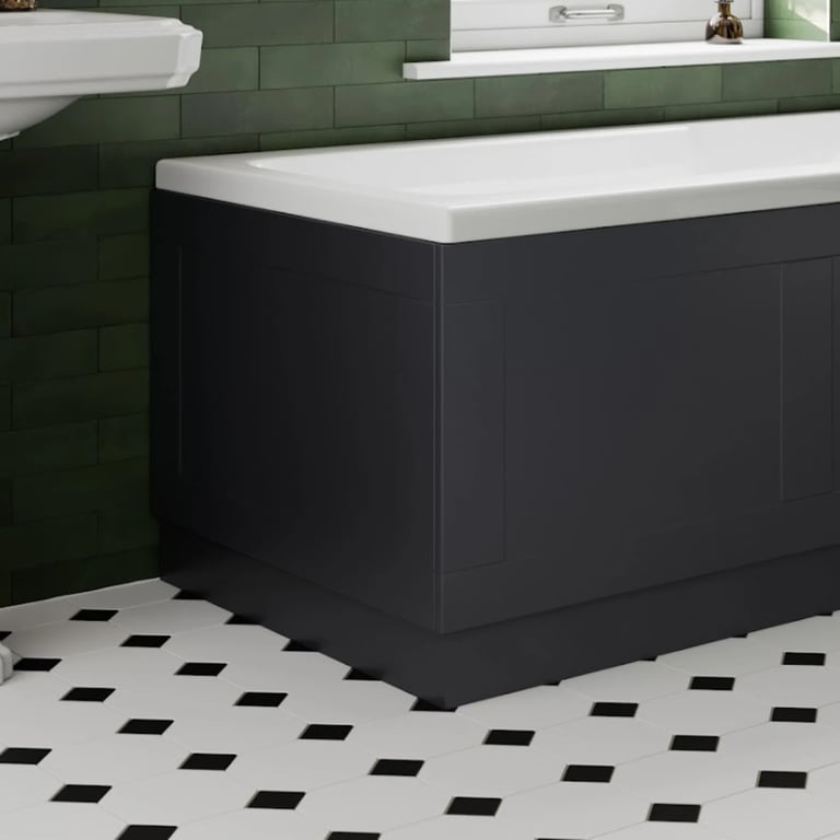 Ceramica Black Gloss Bath Panel 700mm - End MDF