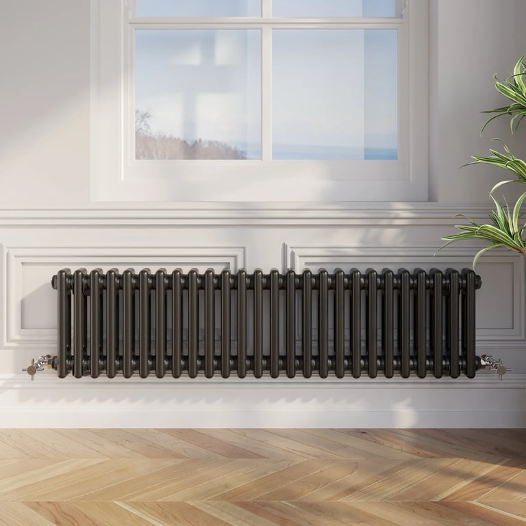 Park Lane Traditional Colosseum Double Bar Column Radiator Black - 300 ...