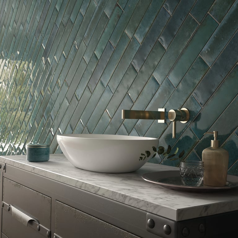 Amiata Aspire Blue Ceramic Wall Tiles 75 x 300mm