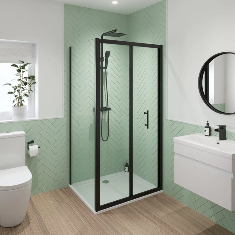 Luxura Bifold Shower Enclosure 900 x 700mm with Non Slip Tray and Waste ...