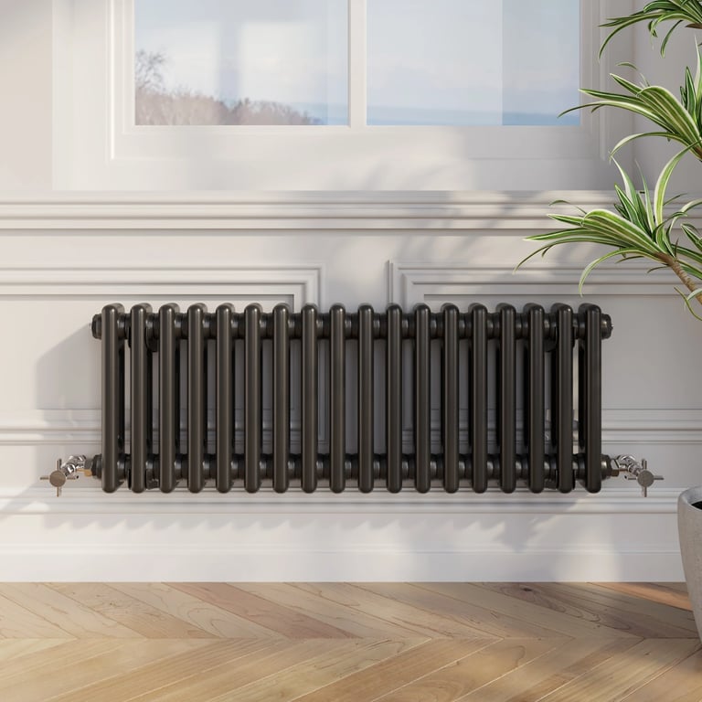 Park Lane Traditional Colosseum Double Bar Column Radiator Black - 300 ...