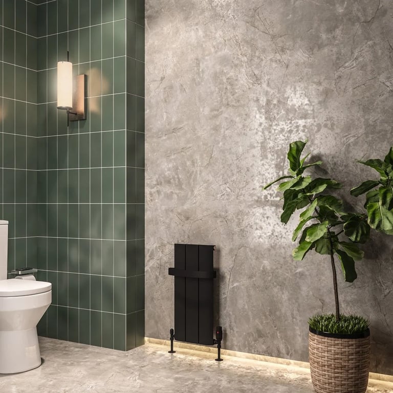 Solaro Peretti 600 x 280mm Aluminium Radiator Matt Black