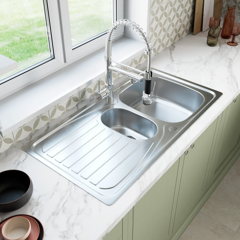 Essentials Inset 1.5 Stainless Steel Kitchen Sink LH
