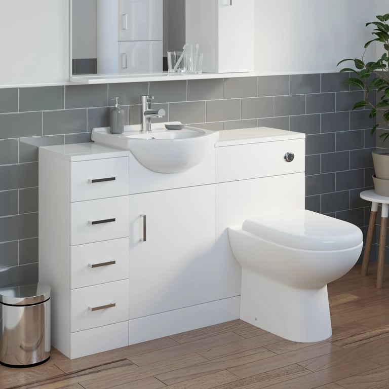 Alpine Back To Wall Toilet & Vanity Unit White 1165mm