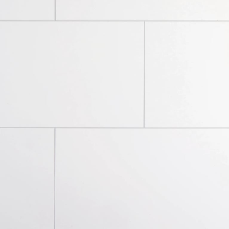 Starline White Tile Wall Panel with Grey Grouting