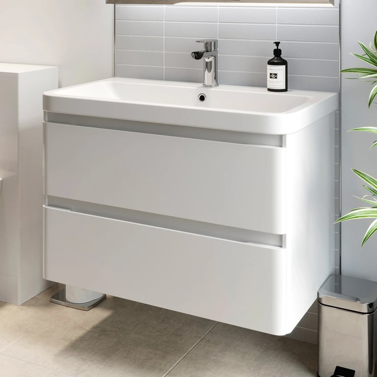 Regis Forma White Gloss Wall Hung Vanity Unit & Basin 800mm