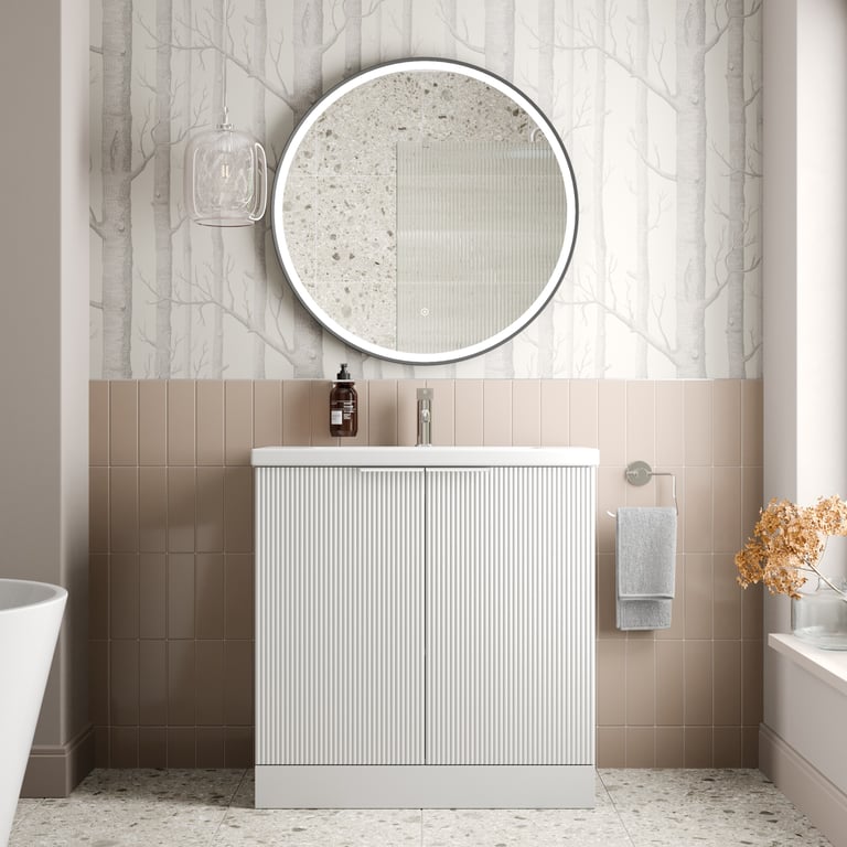 Artis Fluted Freestanding White Vanity Unit - 800mm