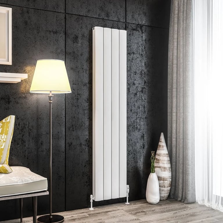 Solaro Guardia 1800 x 375mm Vertical Designer Aluminium Radiator Matt White