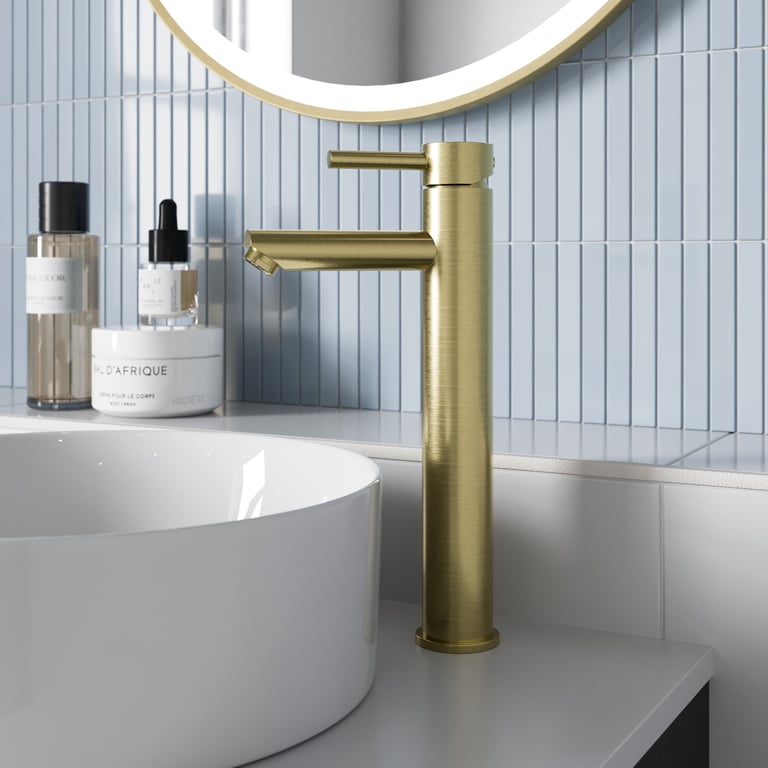 Architeckt Malmo Brushed Brass Tall Basin Mixer Tap
