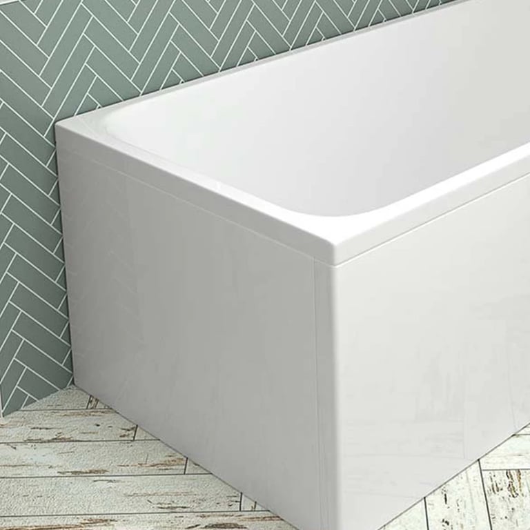 Sanctura White Gloss Bath Panel 800mm - End Acrylic 5mm