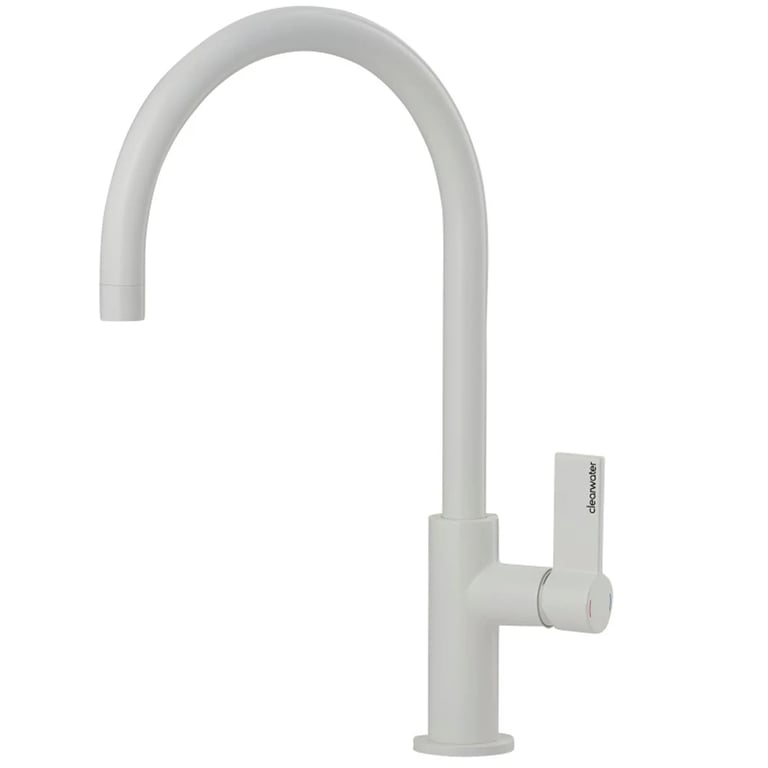 Clearwater Jovian Matt White Swan Neck Kitchen Mixer Tap