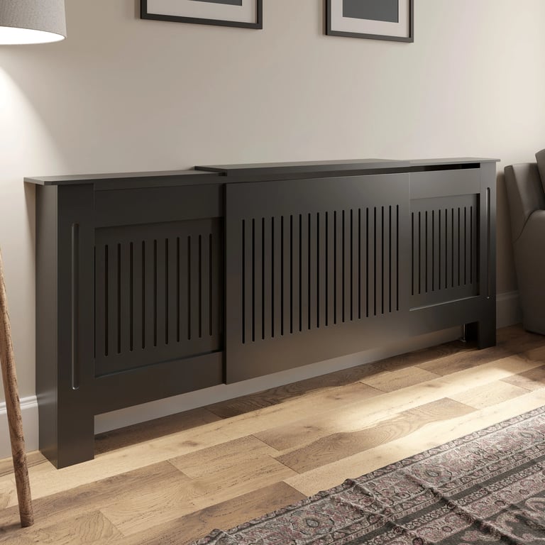 DuraTherm Dark Grey Radiator Cover - Adjustable - Vertical Slat Style ...
