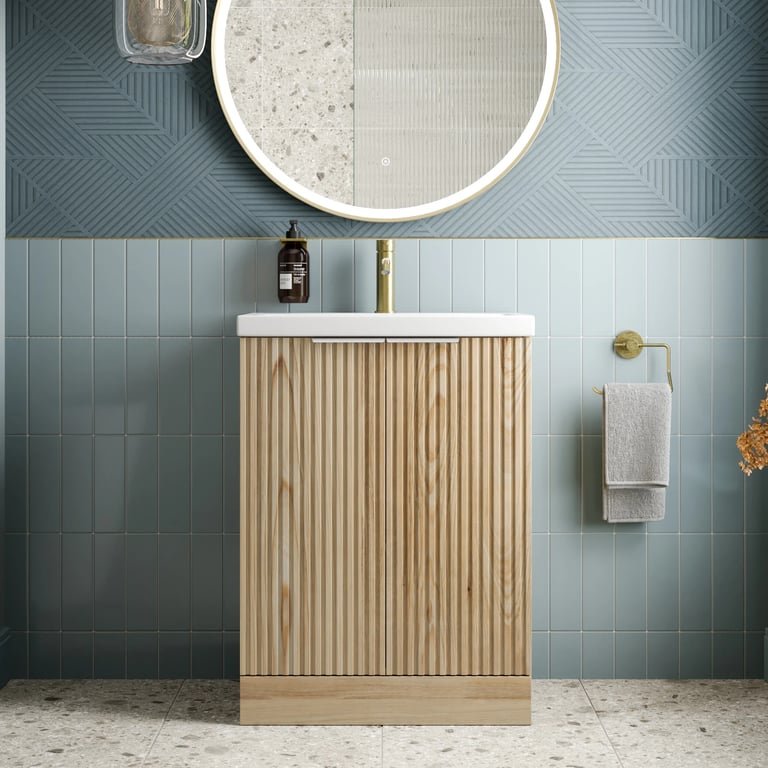 Artis Fluted Freestanding Wood Vanity Unit - 600mm