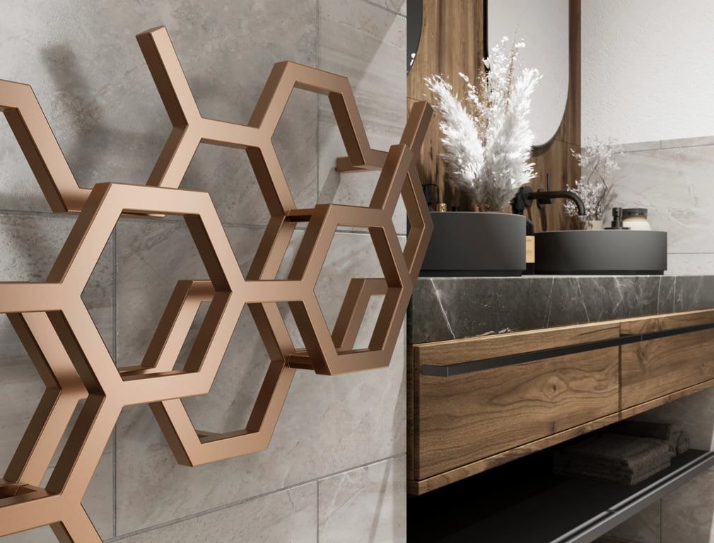 Terma Hex Bright Copper Designer Radiator 502 x 1126mm