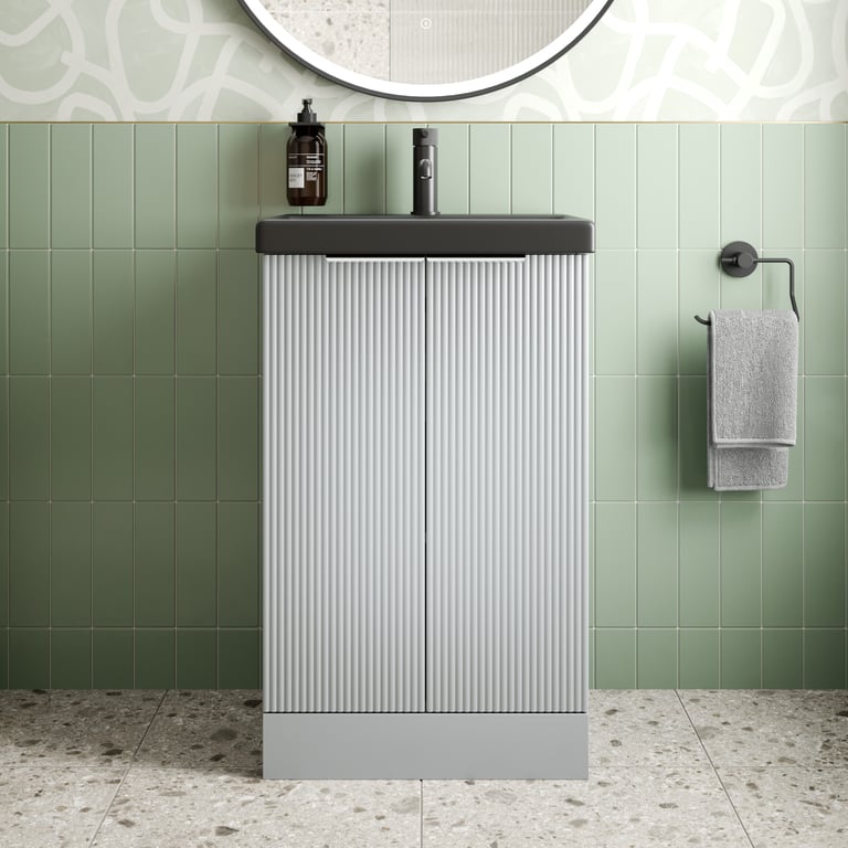 Artis Fluted Grey Freestanding Vanity Unit with Basin 500mm