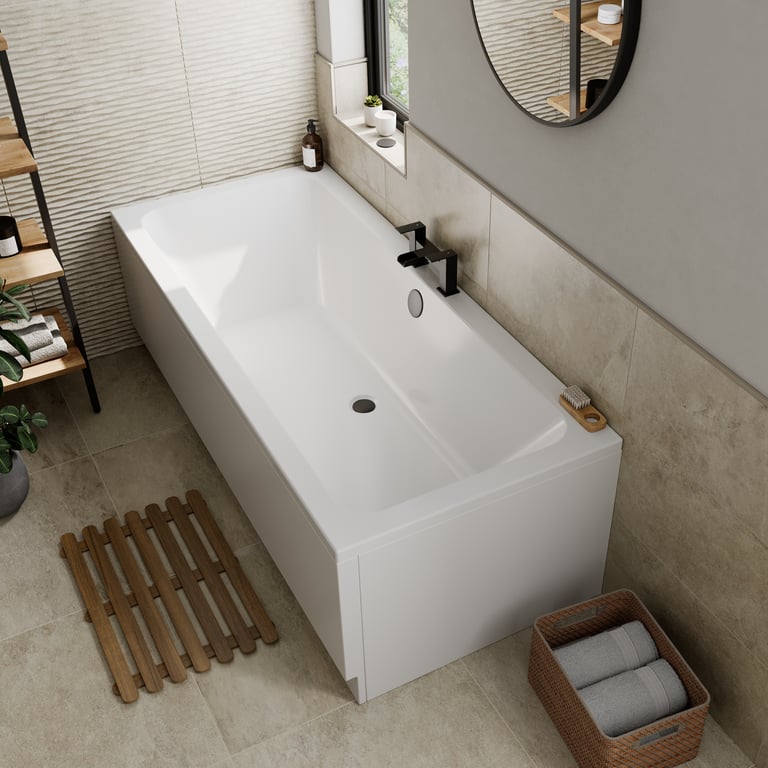 Ceramica Square Bath with Side & End Panel - 1700 x 750mm