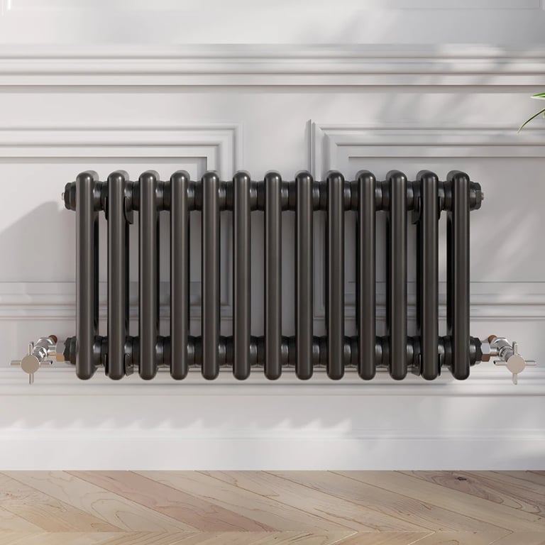 Park Lane Traditional Colosseum Double Bar Column Radiator Black 300 x ...