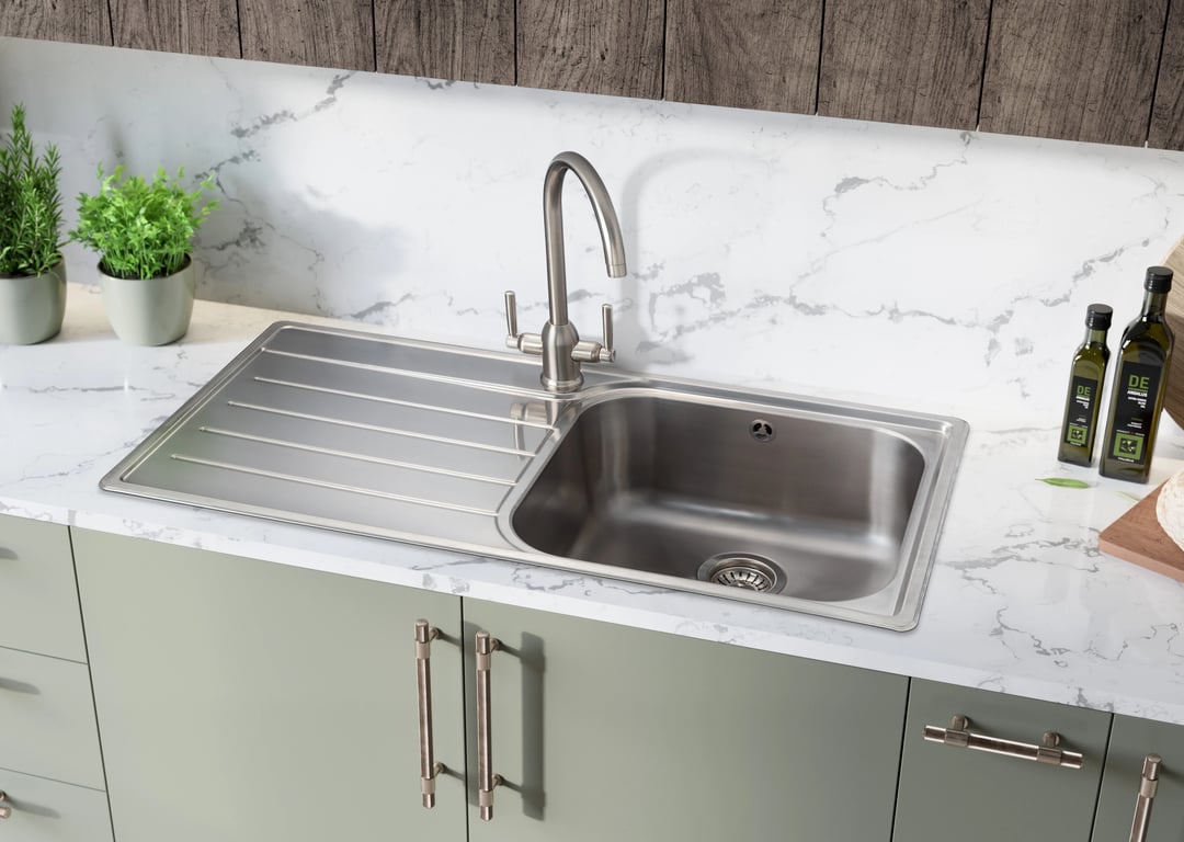 Rangemaster Oakland Inset Single Bowl Stainless Steel Sink LH