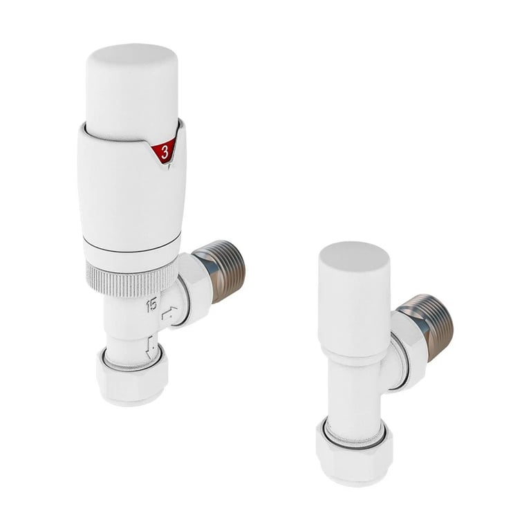 Solaro 15mm Designer Angled TRV & Lockshield - Matt White
