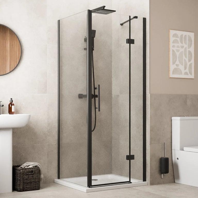 Diamond Frameless Hinged Shower Enclosure 900 x 900mm with Non Slip ...
