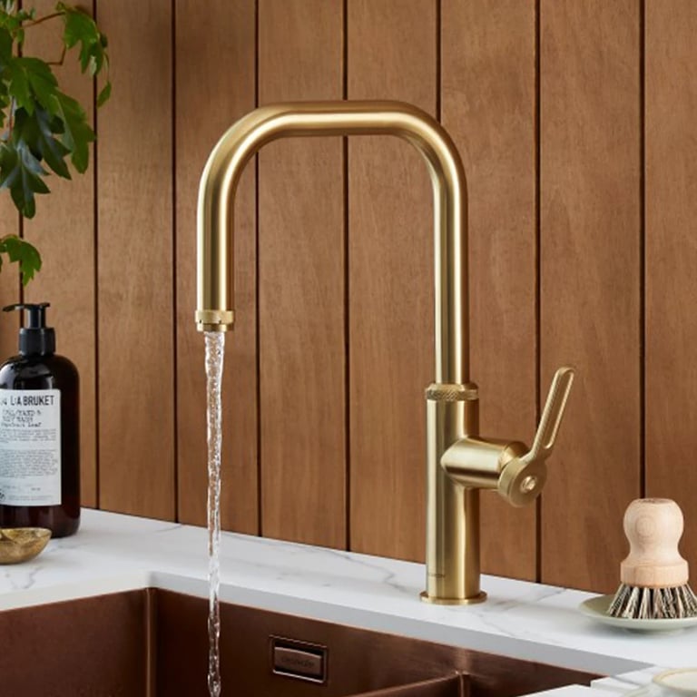 Clearwater Pioneer Brushed Brass Kitchen Mixer Tap