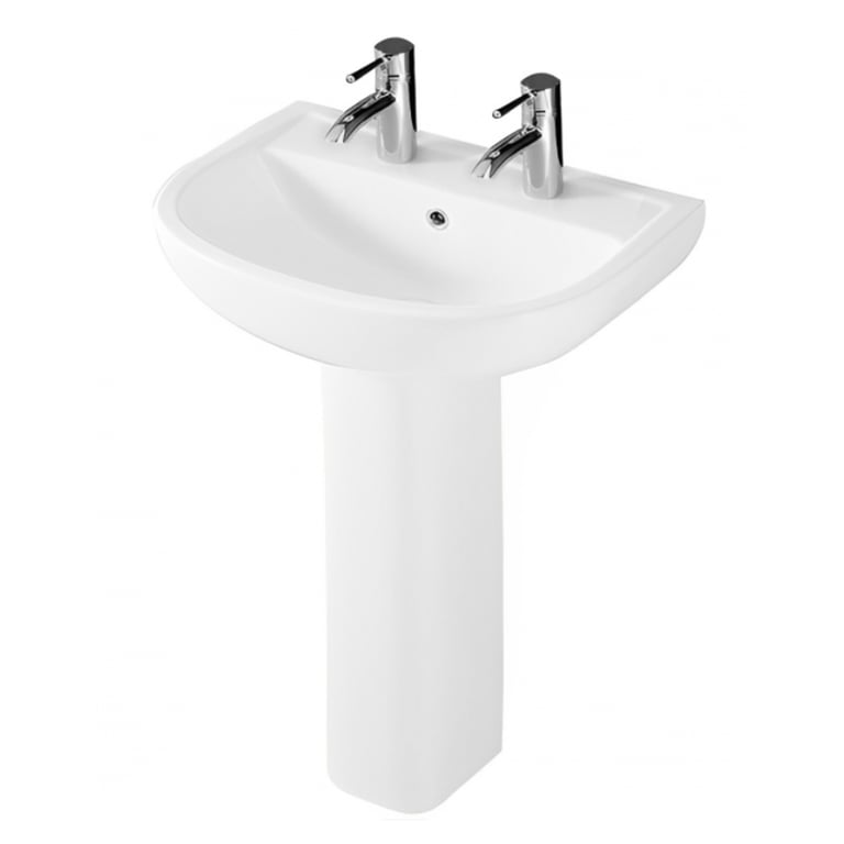 RAK Ceramics Compact Bathroom Pedestal Basin 2 Tap Hole – 545mm COM55BAS2
