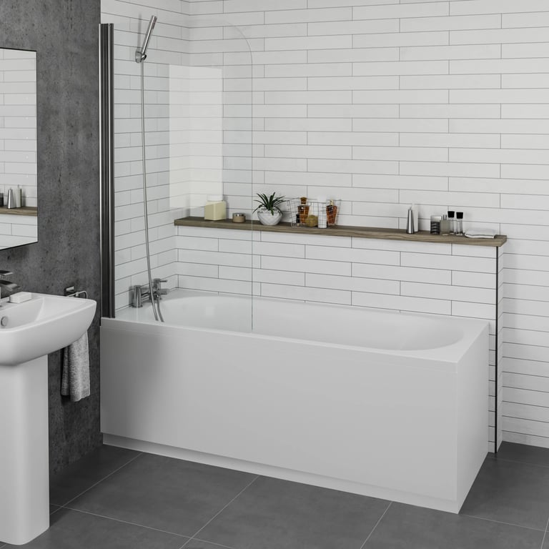 Ceramica Single Ended Curved Bath With Side Panel - 1800x750mm
