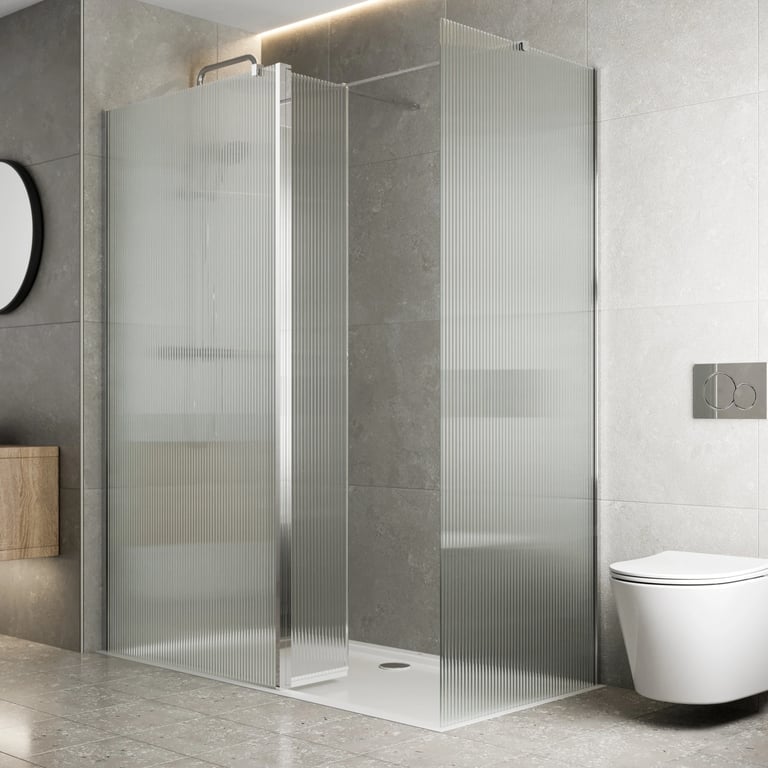 Diamond Fluted Wet Room Shower Screens with 700mm & 900mm Panels ...