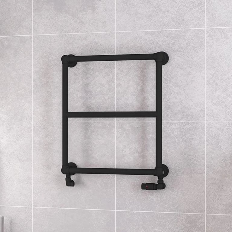 Eastlake Trad Flat Heated Towel Radiator 690x600 Black