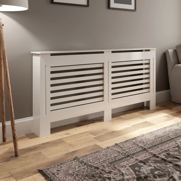 DuraTherm White Radiator Cover - Extra Large - Horizontal Slat Style 1720mm