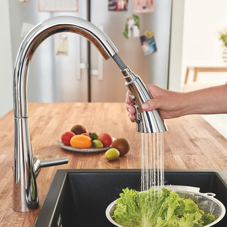 Grohe Zedra Chrome Pull Out Kitchen Mixer Tap, Touch Control