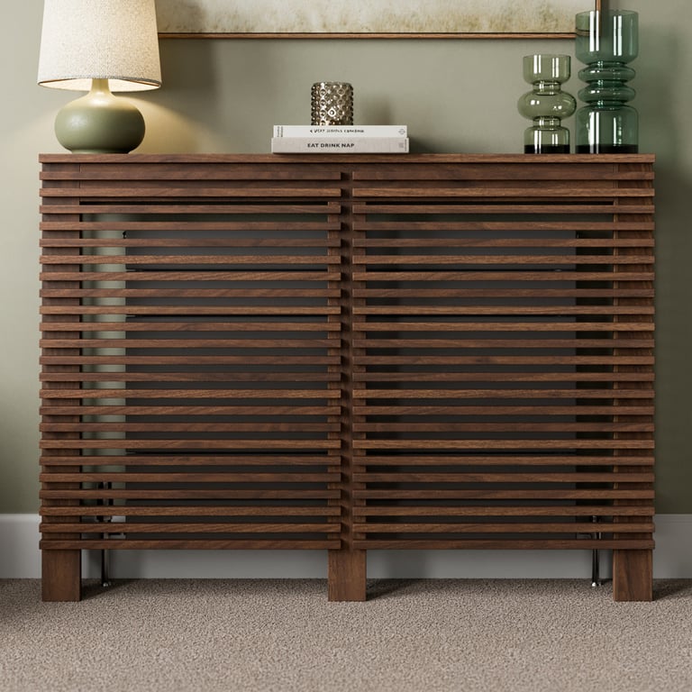 Vale Designs Milan Walnut Radiator Cover Horizontal Slat 1115mm