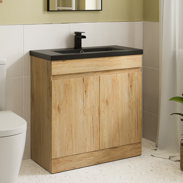 Artis Centro Oak Freestanding Bathroom Vanity Unit & Basin 800mm