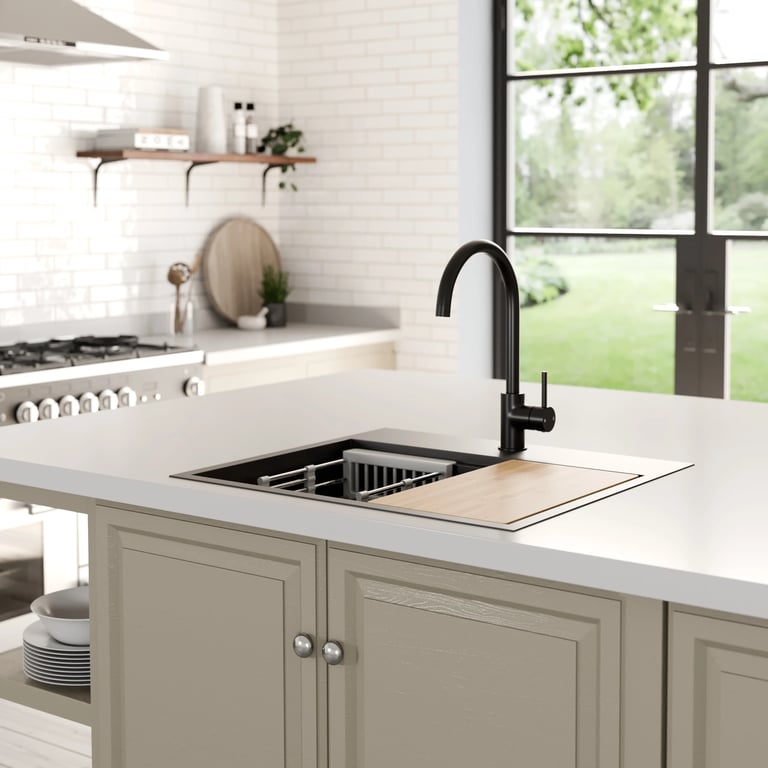 Sauber Prima Black Inset Single Bowl Stainless Steel Kitchen Sink